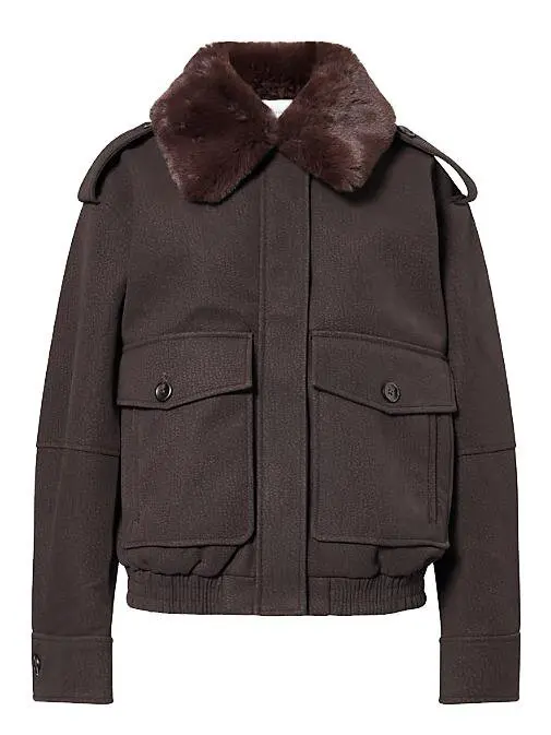 Good American Faux-leather Bomber Jacket - Espresso
