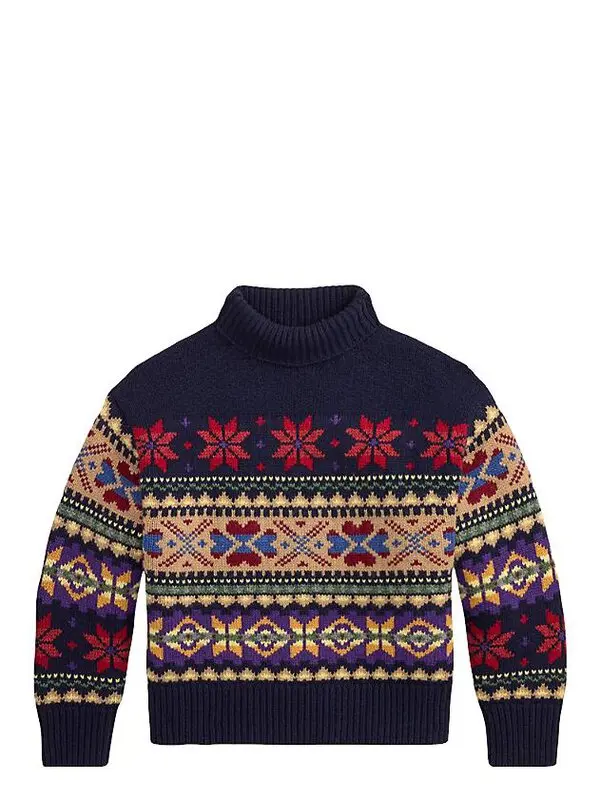 Polo Ralph Lauren Jacquard Wool And Cashmere Turtleneck - Navy Multi