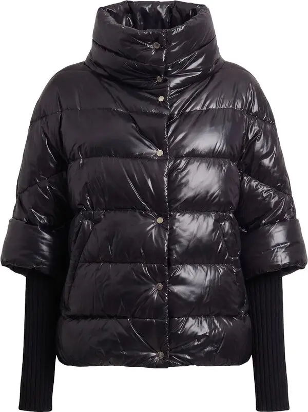 Herno Puffer Jacket With Three-quarter Sleeves - Black