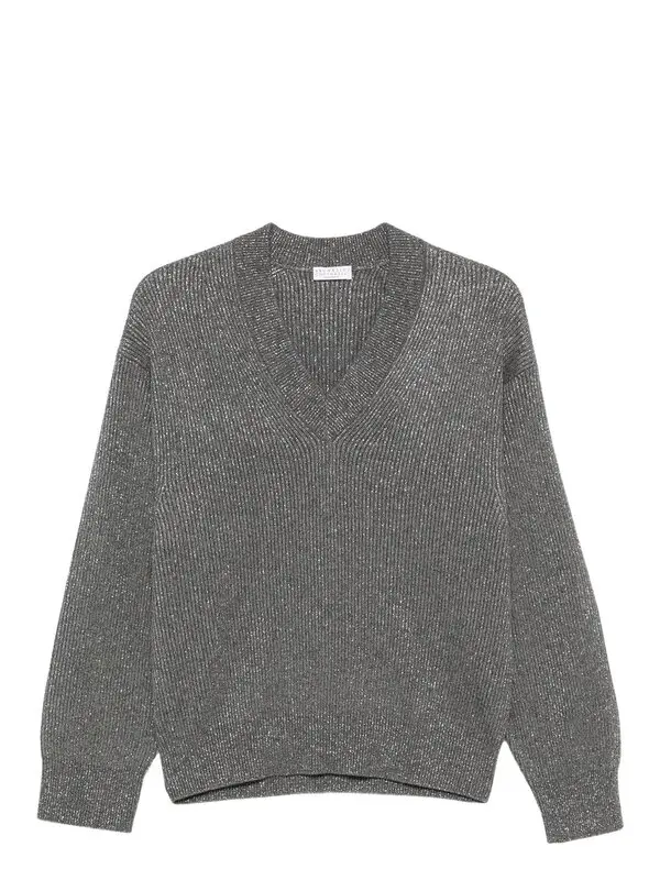 Brunello Cucinelli Cashmere V-neck Pullover - Grey