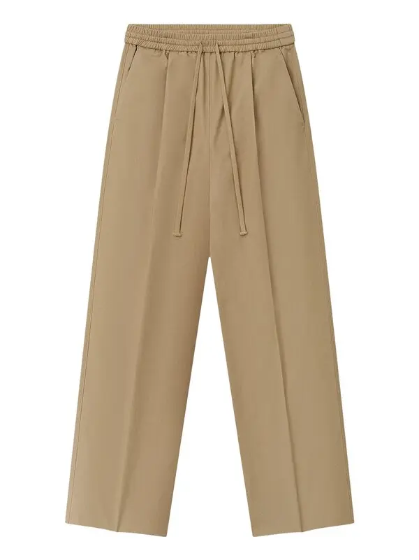 Fear Of God Cotton Twill Pleat Front Drawstring Pant 'dune - Tan
