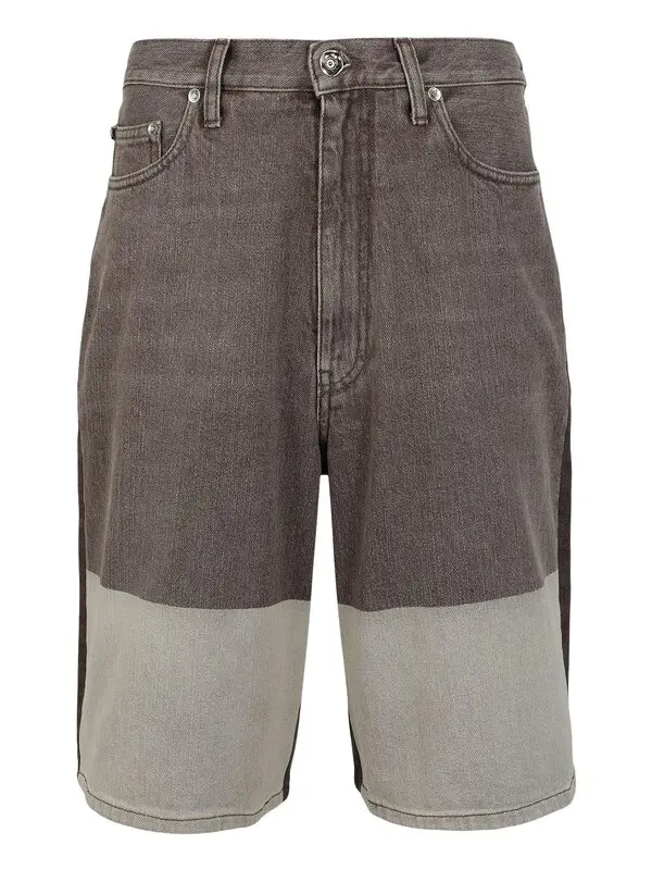 Off-White Mix Color Denim Shorts - Brown