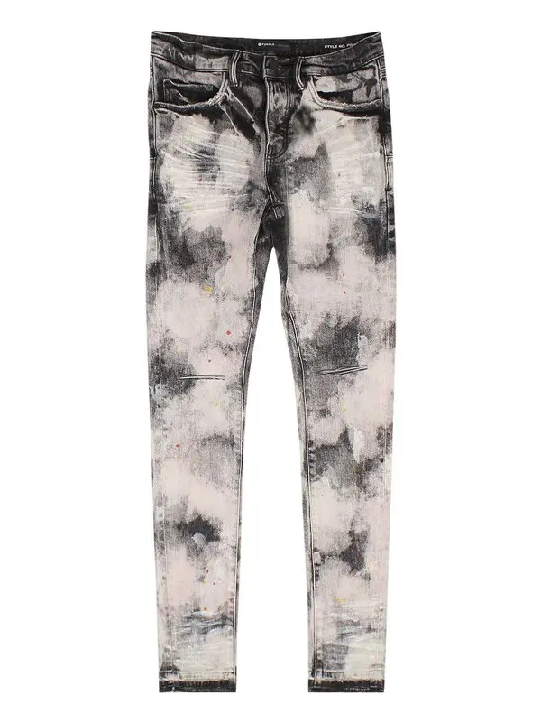 PURPLE BRAND Bleached Out Splatter Skinny Jeans - Black