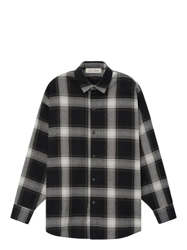 Fear Of God Flannel Button Up Shirt 'iron Plaid - Grey