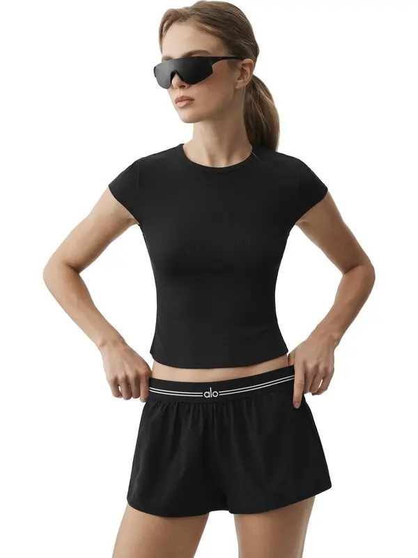 Alo Yoga Ribbed Modal Cap Sleeve Top - Black