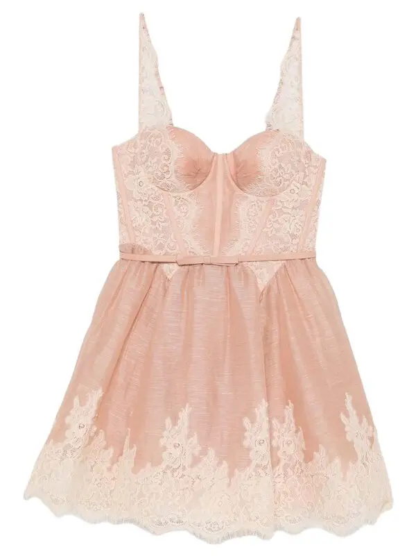 Zimmermann Valiant Silk And Linen Mini Dress - Pink