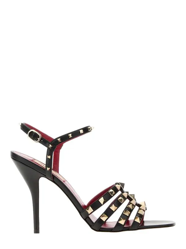 Valentino Garavani Rockstud Leather Stiletto Sandals - Black