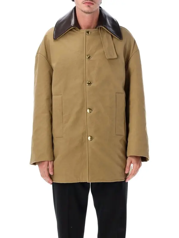 Balenciaga Heavy Cotton Caban With Removable Leather Collar - Beige
