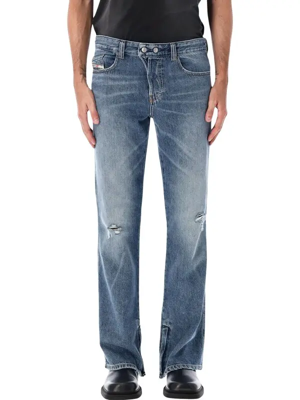 DIESEL® Distressed Straight-leg Jeans - Mid Blue