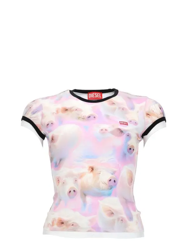 DIESEL® Printed Short Sleeve Fitted Top - Multicolour