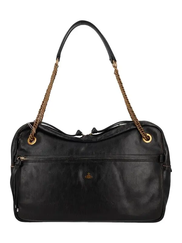 VIVIENNE WESTWOOD Leather Shoulder Bag With Chain Strap - Black