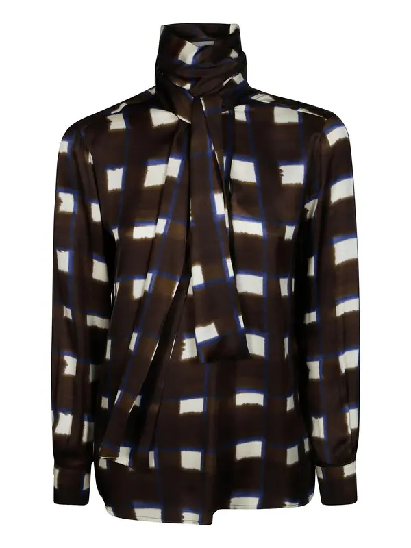 Incotex Scarf-style Geometric Square Motif Shirt - Marrone