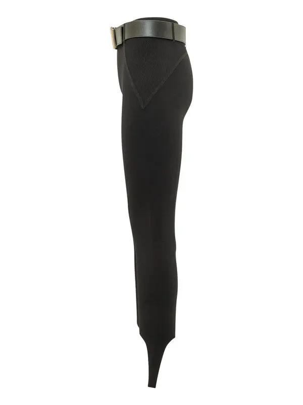 SELF-PORTRAIT Knit Stirrup Leggings - Black