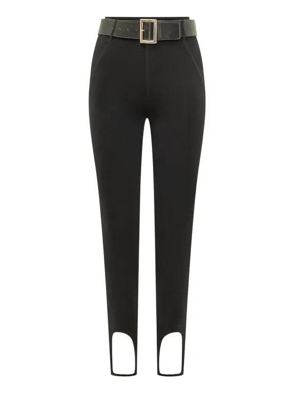 SELF-PORTRAIT Knit Stirrup Leggings - Black