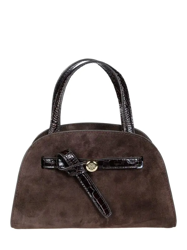 Tory Burch Suede Romy Bauletto Handbag - Marrone