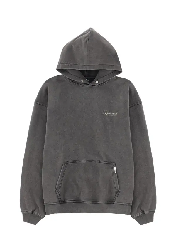 REPRESENT Washed Cotton Pullover Hoodie - Grey
