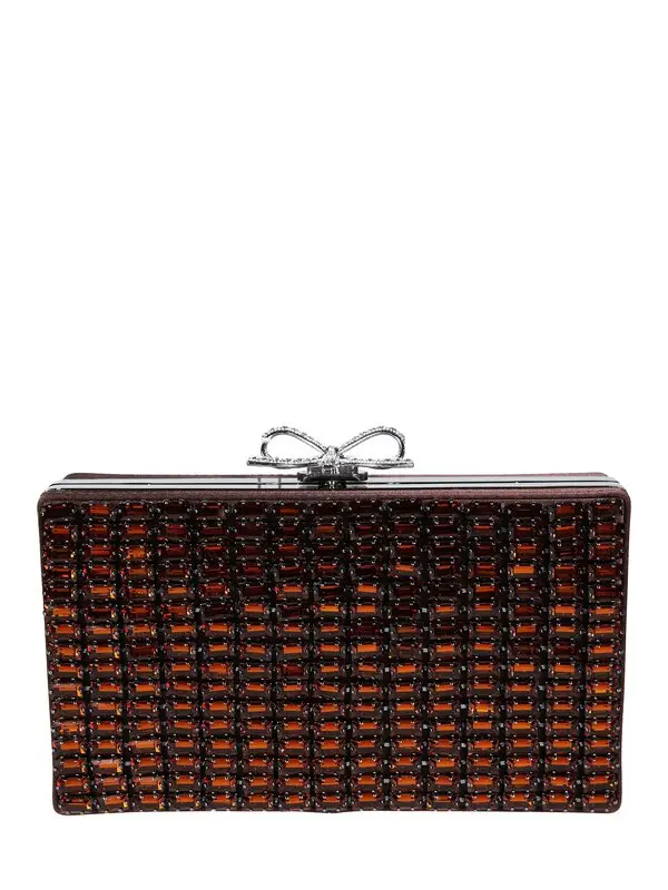 SELF-PORTRAIT Chainmail Mini Clutch Bag - Marrone