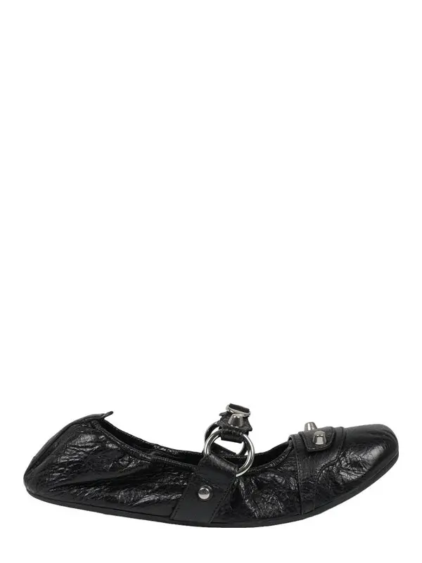 Balenciaga Leather Studded Ballet Flats - Black