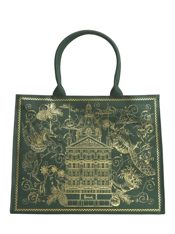 Harrods Building Print Tote Bag - Green