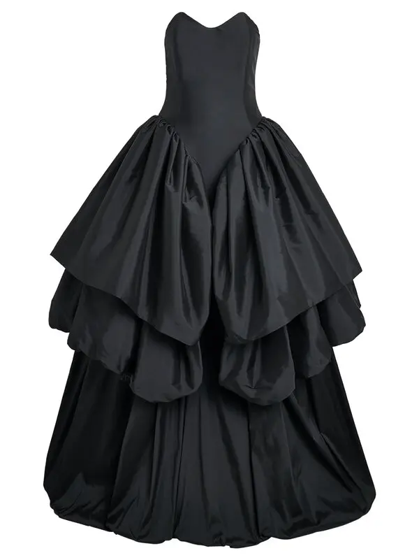 ZIYAD BUAINAIN Taffeta Layered Gown - Black