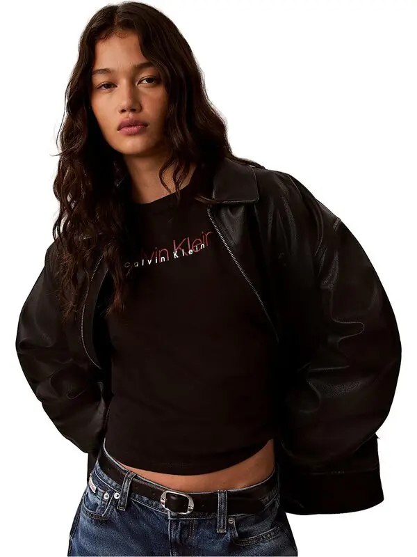 Calvin Klein Icon Sport Graphic High Hip Tee - Black