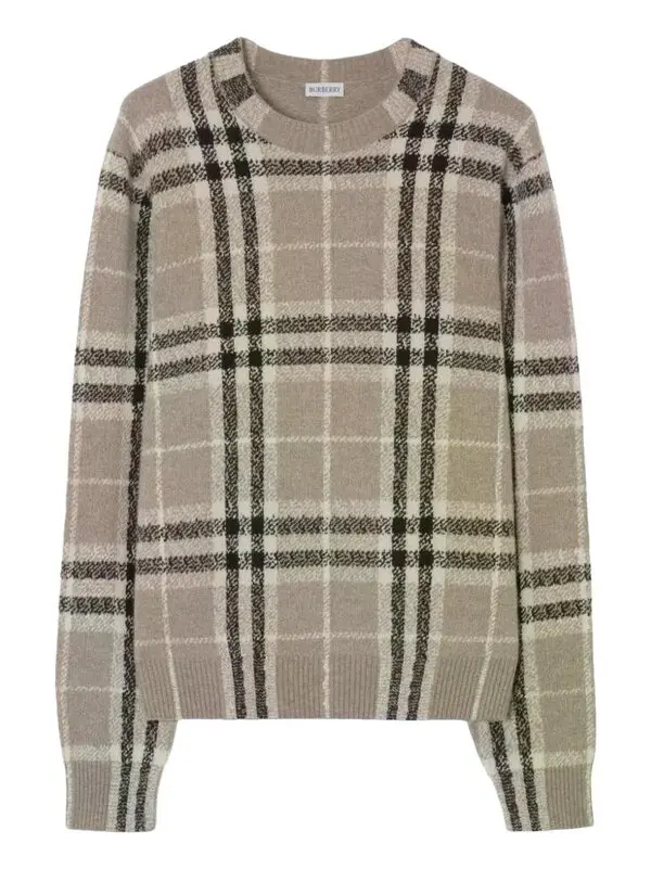 Burberry Check Cashmere Sweater - Neutrals