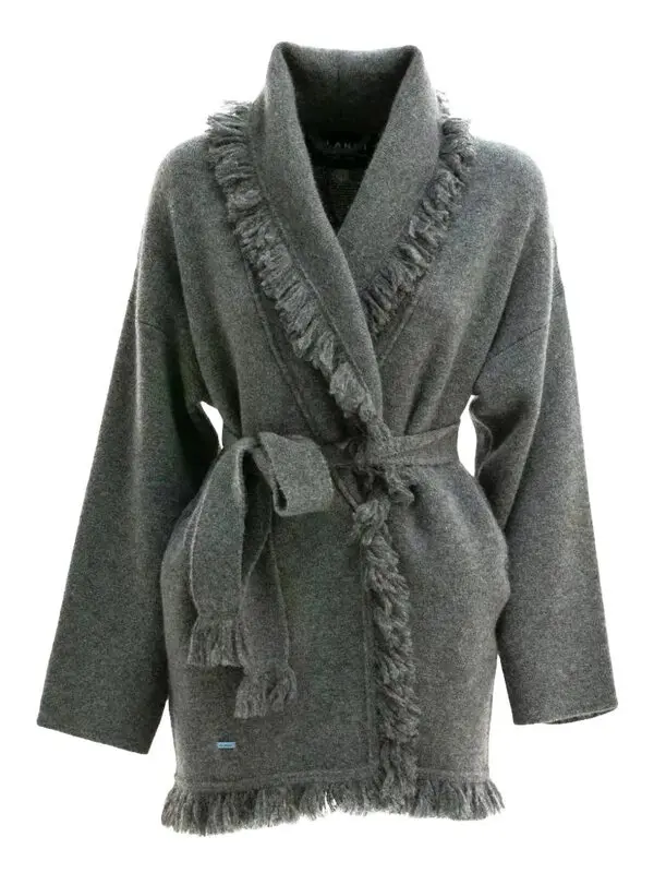 Alanui Finest Fringe-trim Belted Cardigan - Grey
