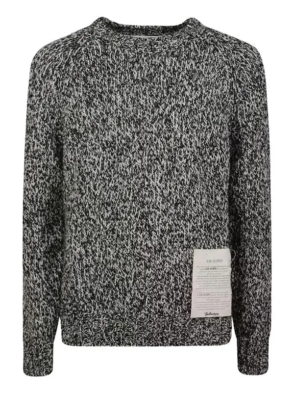 BALLANTYNE Raw Diamond Marl-knit Raglan-sleeve Sweater - Black