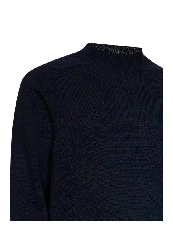 D4.0 Mock-neck Saddle-shoulder Sweater - Blue