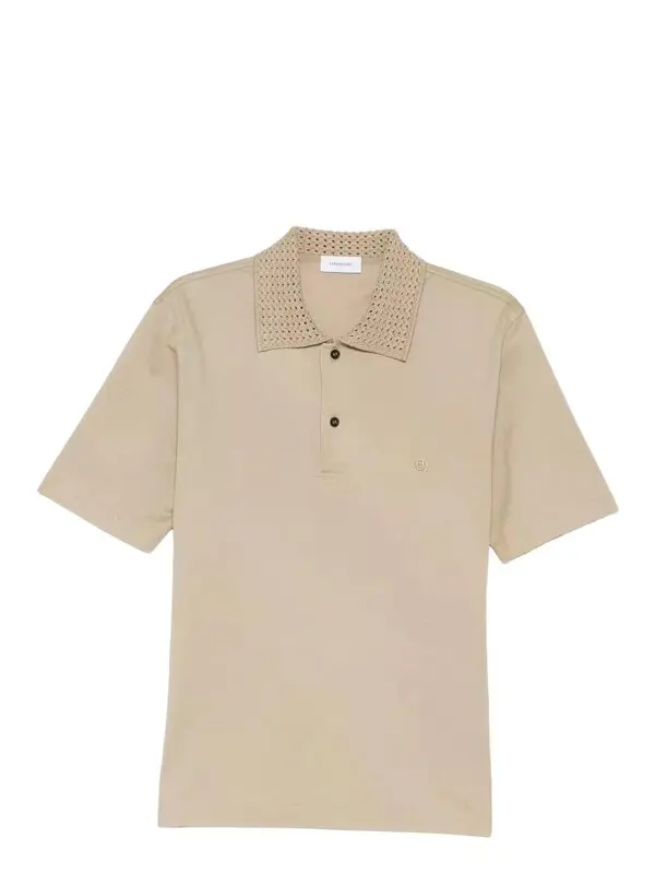FERRAGAMO Knitted-collar Piqué Polo Shirt - Neutrals