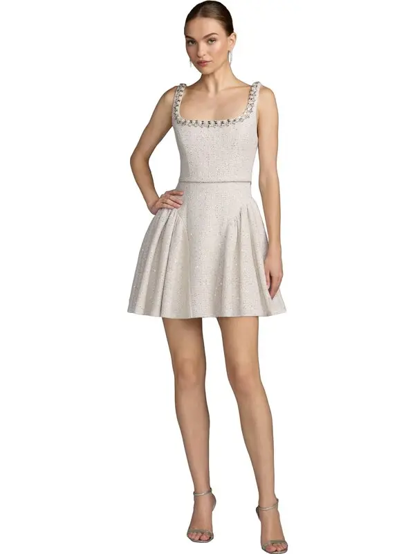 Mac Duggal Embellished Boucle Mini Dress - Ivory
