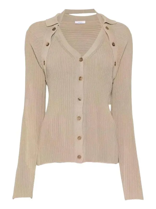 FERRAGAMO Ribbed-knit Cardigan - Neutrals