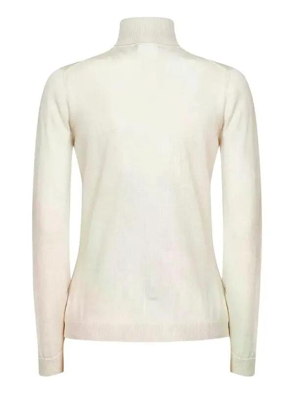 BLANCA VITA Virgin Wool Turtleneck Fine-knit Sweater - Neutrals