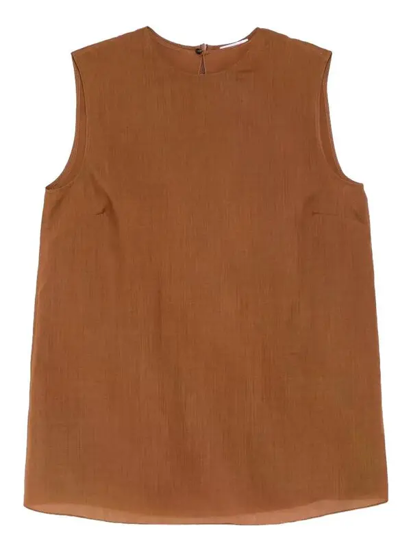 FERRAGAMO Gauze Sleeveless Top - Brown