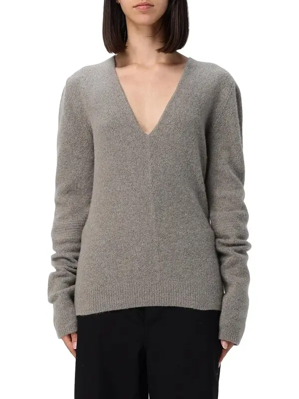Rick Owens Long Cashmere Knit Waistcoat With Deep V-neck - Dust