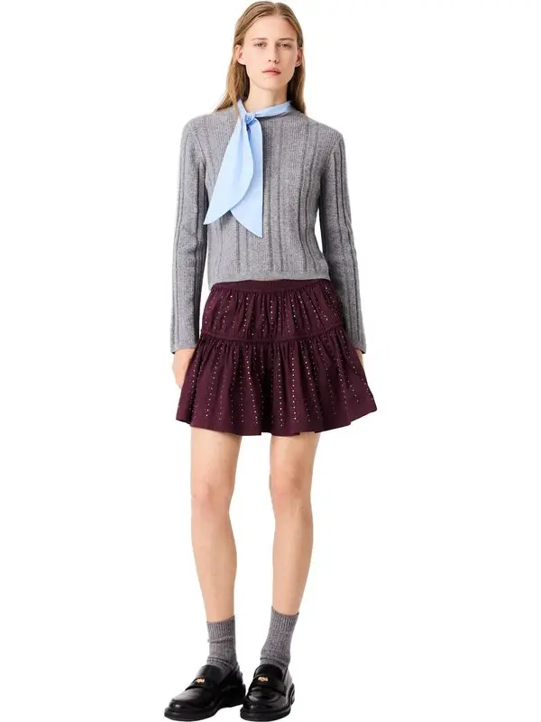 Maje Removable Poplin Collar Sweater - Grey