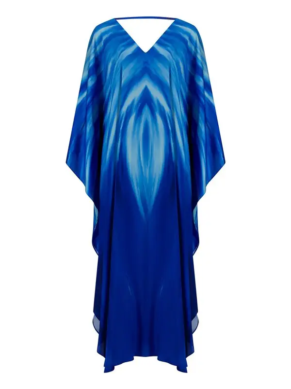 BELYED HANDCRAFT Siren Silk Printed Kaftan - Blue