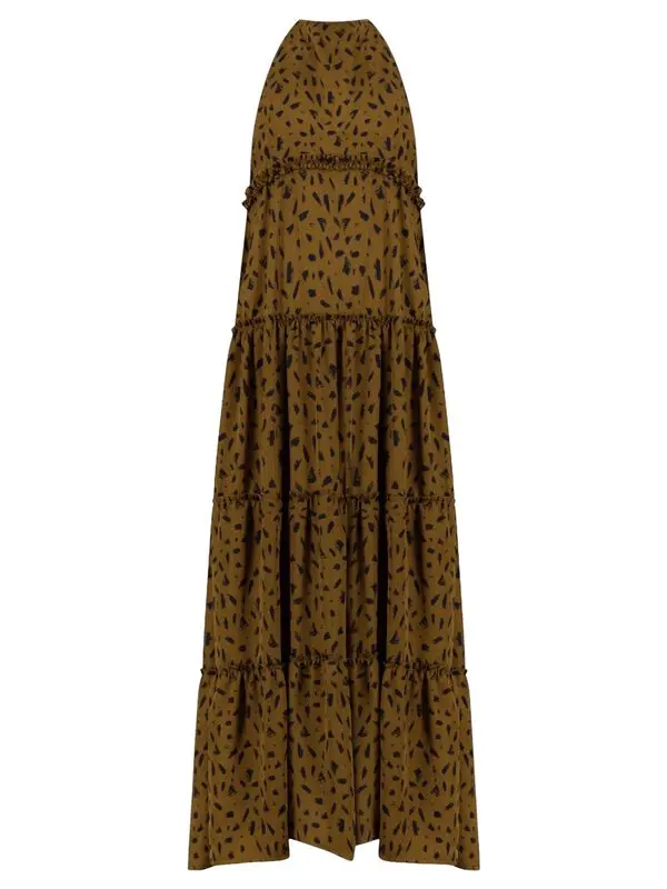 BELYED HANDCRAFT Loulou Crepe Halter Maxi Dress - Brown