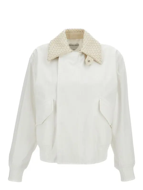 Bottega Veneta Cotton Jacket With Intrecciato Collar - Multicolor