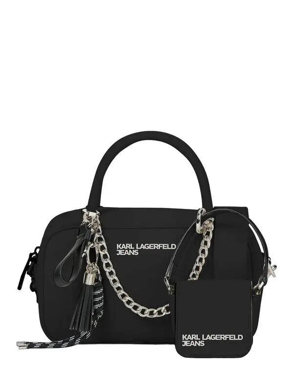 KL JEANS Charms Top-handle Crossbody Bag - Black