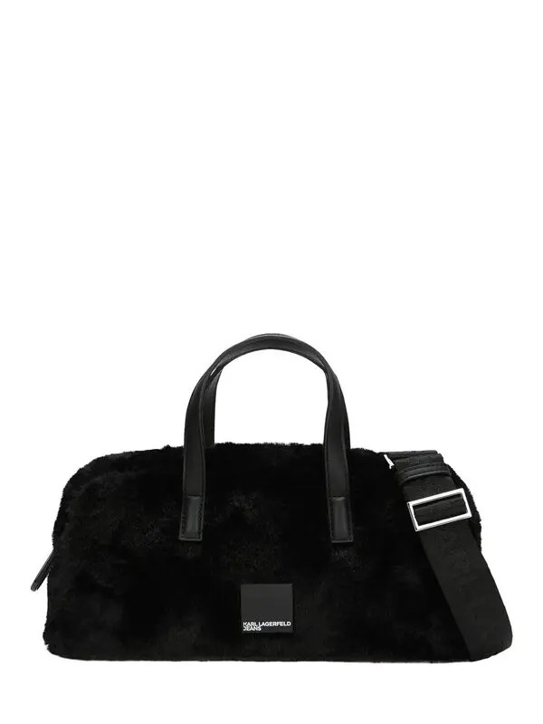 Karl Lagerfeld Box Logo Furry Bowling Bag - Black