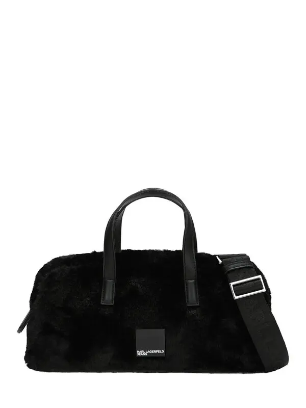 Karl Lagerfeld Box Logo Furry Bowling Bag - Black