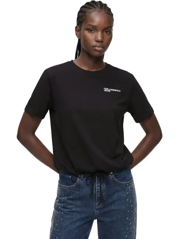 Karl Lagerfeld T-shirt With Drawcord Hem - Black