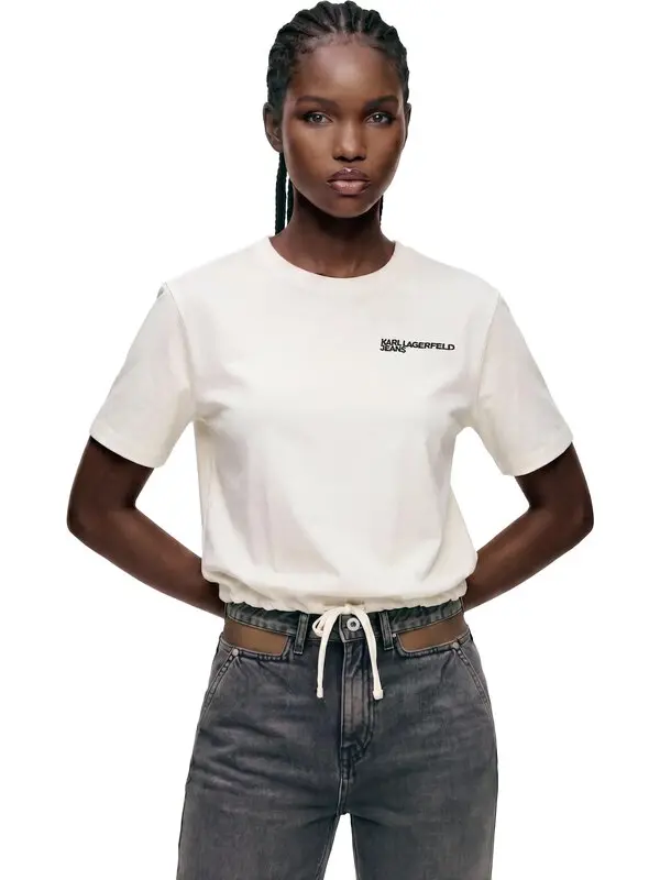 Karl Lagerfeld T-shirt With Drawcord Hem - Egret