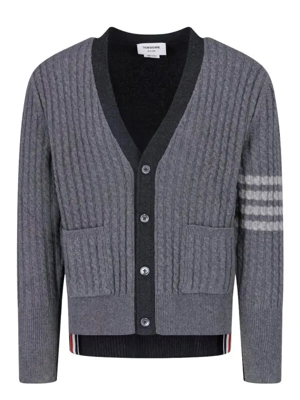 Thom Browne Virgin Wool Button Cardigan - Gray