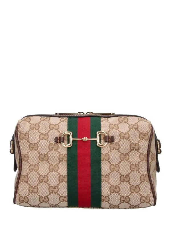 Gucci Horsebit Web Shoulder Bag - Beige