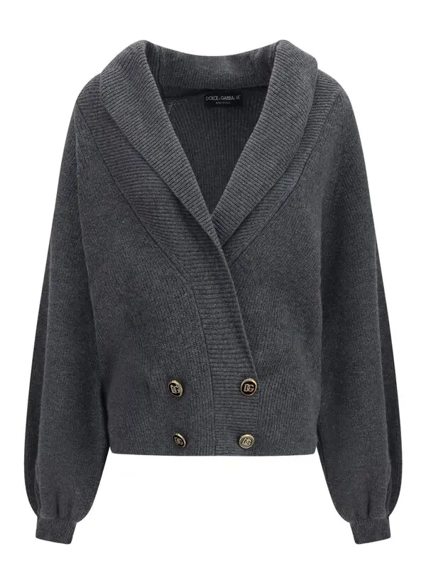 Dolce & Gabbana Cropped Shawl Collar Cardigan - Grey
