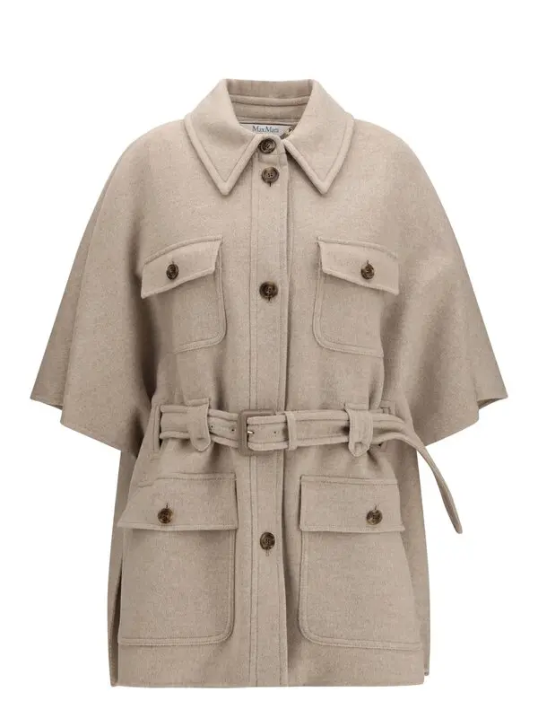 Max Mara Cashmere Cape With Belt - Beige