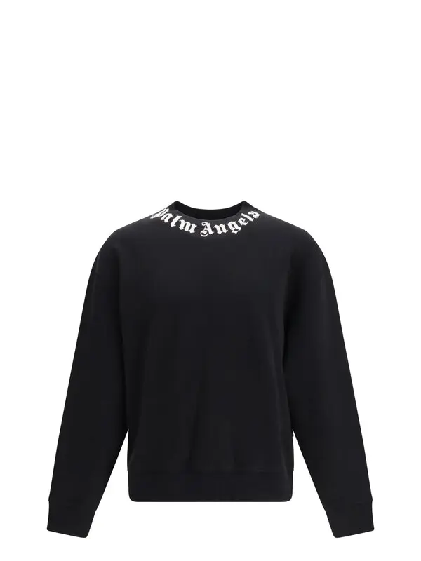 Palm Angels Cotton Crewneck Sweatshirt With Ogo Mae - Black