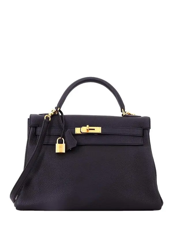 Hermès Kelly 32 Handbag Black Togo With Gold Hardware - Noir